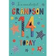 Grandson 14th Birthday Card - Wonderful Grandson - Age 14 - Stars and ...