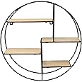 Floating Circle Shelves 4 Tiers | Metal & Wood Decorative Round Wall ...