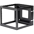 StarTech.com 4-Post 8U Hinged Wall-Mount Network Rack, 19" Open Frame ...