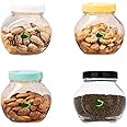 SAND DUNE Set of 4, 200 ml Each Storage Glass Jar Assorted Plastic Cap ...