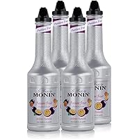 Monin Passion Fruit Puree 1 Litre - Set of 4 - Fruit Puree for ...