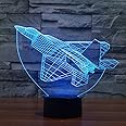 Fighter Jet Plane 3D Illusion Lamp Led Night Light, USB Powered 7 ...