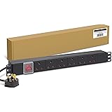 Dynamode 6 Way PDU Extension Lead- 13A Multi Plug Switched Power Distribution Unit (PDU) Rack ...