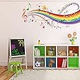 PLIGREAT Colorful Rainbow Music Notes Wall Stickers Removable Vinyl ...