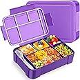 WayEee Bento Lunch Box 1330ml Kids Leak-Proof Lunch Box with 6 Compartments for School, Work ...