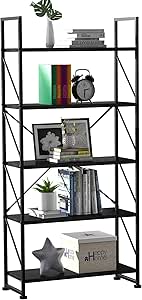 YITAHOME Bookcase 5 Tiers, Floor Standing Book Shelf, Wooden Shelf and ...