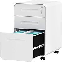 3 Drawers 5 Wheels Mobile File Cabinet Filing Pedestal Lockable Storage ...