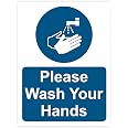 2 x Hand Wash Sign (150 x 200 mm) Self Adhesive Wash Hands Sign ...