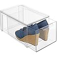 mDesign Shoe Storage Box with Drawer – Sturdy Plastic Storage Box for ...