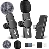 Wireless Lavalier Microphone for iPhone Android，2 Mini Lapel ...
