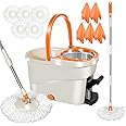 Myiosus Spin Mop and Buckets Sets, 6L Spinning Mop Bucket with 145cm Telescopic Handle & Foot ...