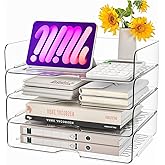 Tomorotec Desk Letter Tray Set, A4 Size Clear PET Stackable Document ...