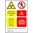 Radiation controlled area no entry safety sign - 1.2mm Rigid plastic ...