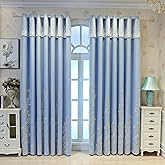 Amidoudou 1 Pair European Double Layer Curtains for Living Room Bedroom Luxury Flower ...