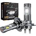 Zethors H7 LED Headlight Bulb with Fan 100W 22000LM 6000K Xenon White Mini LED H7 Halogen ...