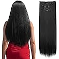 EUPSIIU Extension a Clip Cheveux Naturel Noir Clip in Hair Extensions ...