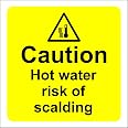 Warning sign Caution hot water risk of scalding safety sign - Self ...
