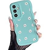 ZTOFERA Case for Samsung Galaxy A15 5G/4G, Cute Curly Wave Frame Daisy Pattern Liquid Silicone ...