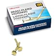 Officemate Round Head Fasteners, 2 inch Shank, Brass Plated, Box of 100 ...