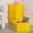 Wham Stack & Store, Pack 4 30L Yellow Plastic Storage Organisation ...
