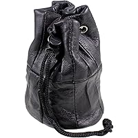 Real Leather Black Drawstring Bag Purse Pouch Money Coin Holder Unisex ...