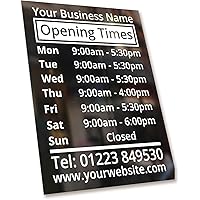 Opening Hours Personalised Times Customised Window Shop Sign Vinyl ...