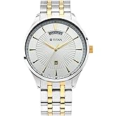 Titan Classique Slimline Quartz Analog with Date Silver Dial Two Toned ...