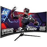 Gawfolk 34 Inch Ultrawide Curved 144Hz Gaming Computer Monitor 1500R PC screen 21:9 UWQHD ...