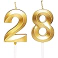 Gold 28th Birthday Candles Number 28 Candles for Birthday Cake, 28th ...