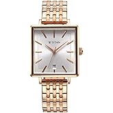 Titan Slimline Quartz Analog Mother of Pearl Dial Rose Gold Stainless ...
