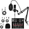 Cezo BM 800 Condenser Microphone Kit Set with V8 Sound Card, Boom Arm Stand, Pop Shield ...