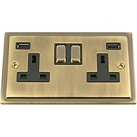 USB Socket 2 Gang - Victorian Period Antique Dark Brass (3100mA ...