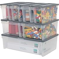 CleanPEAK Set of 7 Stackable Plastic Storage Boxes With Lids - 1 Large ...
