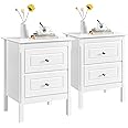 Yaheetech Bedside Tables Set of 2 PCs, White Bedside Cabinets with 2 Storage Drawers, Wooden ...