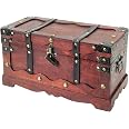 HMF Cofre del tesoro de madera, Cofre grande con cerradura decorativa ...