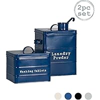 Harbour Housewares 2 x Vintage Metal Washing Powder and Tablets Storage ...