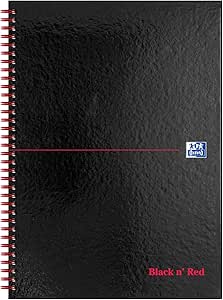 Oxford Black n' Red, A4 Notebook, Wirebound, Hardback, 140 Pages ...