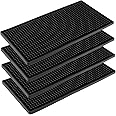 LEXININ 4 Pack 6 x 12 Inch Black Rubber Bar Mat, 15 x 30 x 1cm Small ...