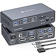 KVM Docking Station 4K120Hz USB C KVM Switch 2 Monitors 2 Computers Displayport Dual Monitor KVM ...