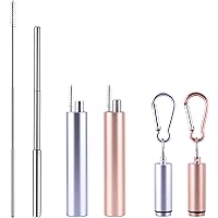 Kynup Metal Reusable Drinking Straw, 4 Pack Portable Collapsible Straws ...