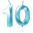 10th Birthday Candles - Blue Number 10 Candles for Cake Toppers ...
