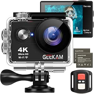 Geekam Action Cam 4K wasserdichte 30M Unterwasser WiFi Action Kamera 170° Weitwinkelobjektiv ...