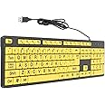 Large Print Computer Keyboard, 104 Keys Wired USB Oversized Big Letters ...