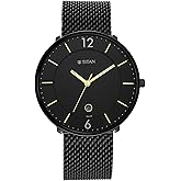 Titan Minimalist Quartz Analog with Date White Dial Black Stainless ...