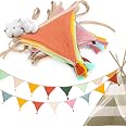 Dncvb 2Pcs Cotton Bunting 2.6m Fabric Bunting Double Sided,Triangle ...