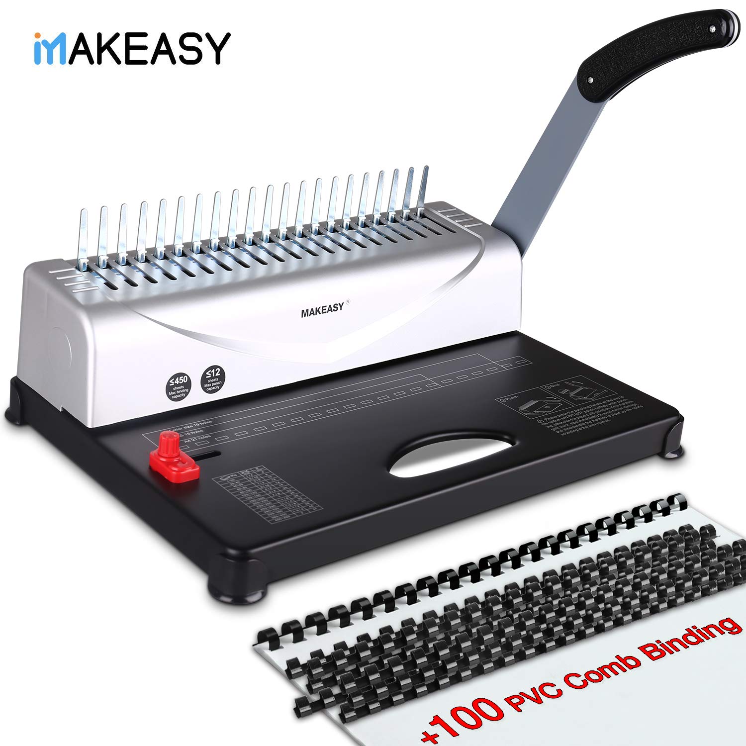 Relieuse A4, Makeasy Machine à Relier Spirale Relieuse Perforeuse A4 21 ...