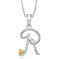 MEENAZ Valentine Gifts Silver Plated 'R' Letter Pendant Locket Alphabet ...