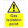 Gas isolation point safety sign - 1.2mm Rigid plastic 150mm x 100mm ...