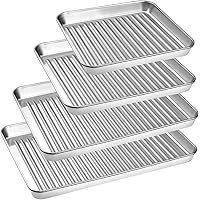 Herogo Baking Tray Set of 2, Stainless Steel Oven Tray (23.6x17.8cm ...