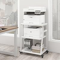 PUNCIA 50x40x75cm 3 Tier Printer Table with Storage, Rolling Cart with ...
